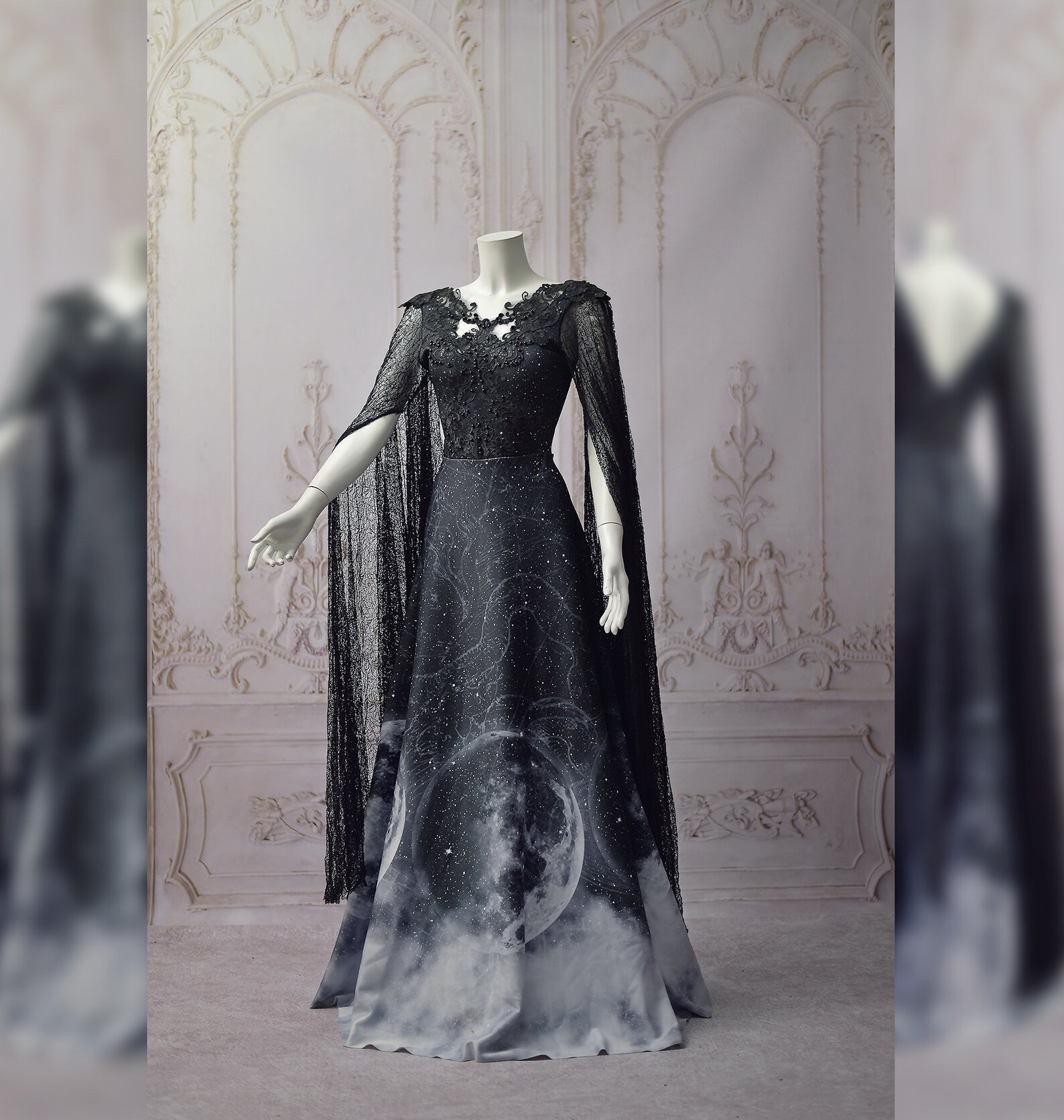 Ombre moon dress gothic forest witchy | Etsy