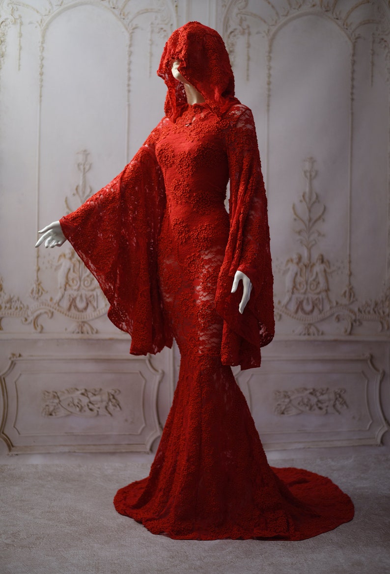 Red Gothic Lace Dress With Bodysuit - Etsy Canada