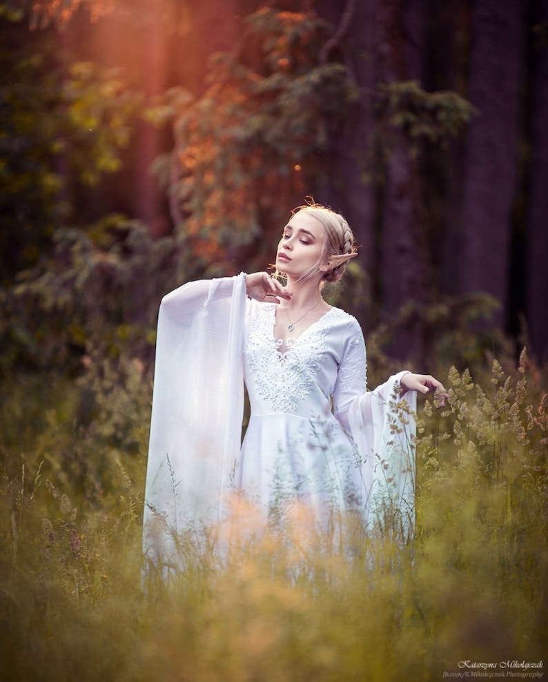 Elven Wedding Dress Gown Fantasy White Baroque Medieval Fairy - Etsy