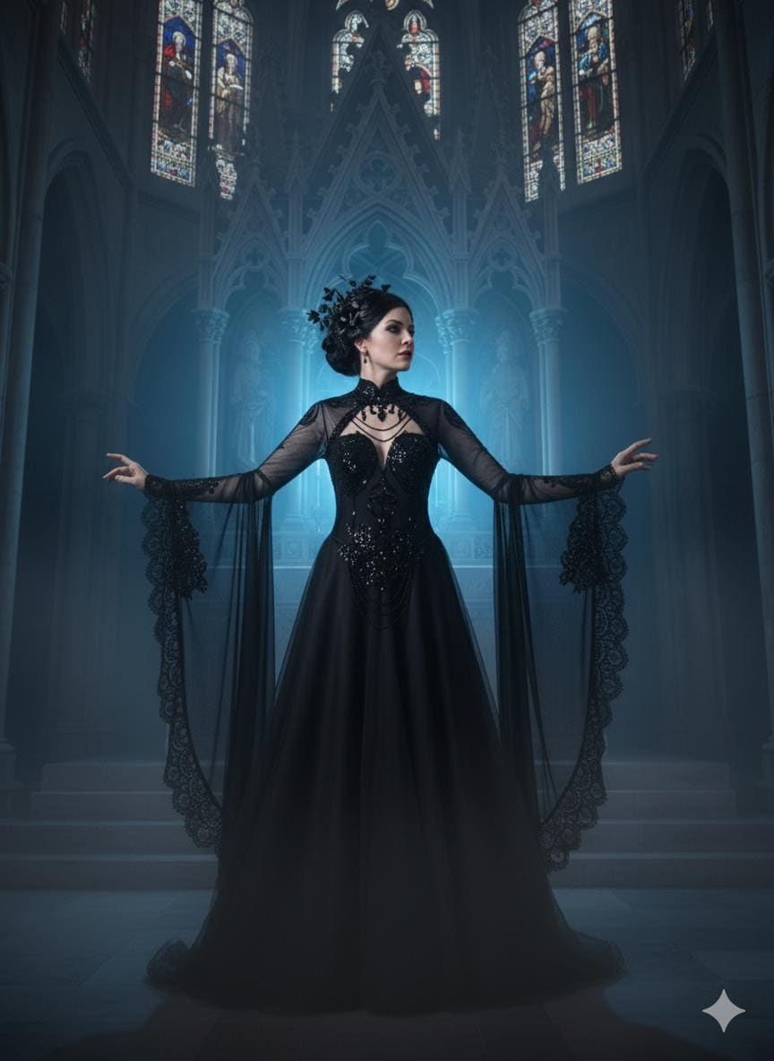 Noctis Divina – Custom Gothic Black Lace DDP Wedding Dress • Dramatic ...