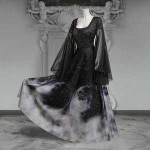 MAXI Ombre Moon Dress Gothic Doll Phases Gray Ash - Etsy