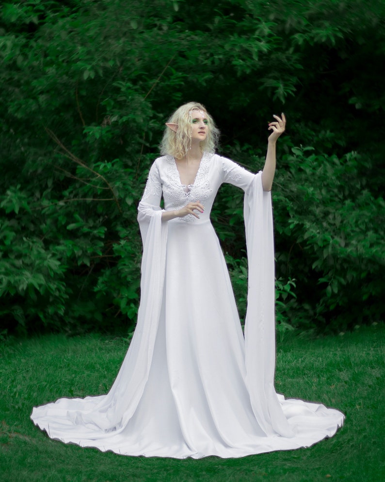 Elven Wedding Dress Gown Fantasy White Baroque Medieval Fairy - Etsy