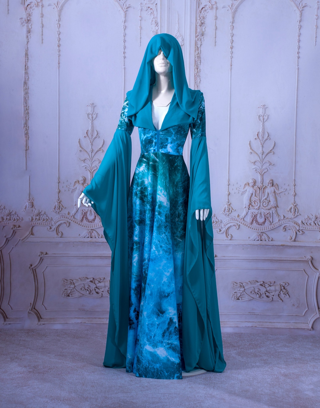 Elven Ocean Dress Water Fantasy Fairy Elven Fairytale Gothic Wedding ...