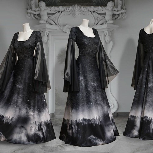 MAXI Ombre Moon Dress Gothic Doll Phases Gray Ash - Etsy