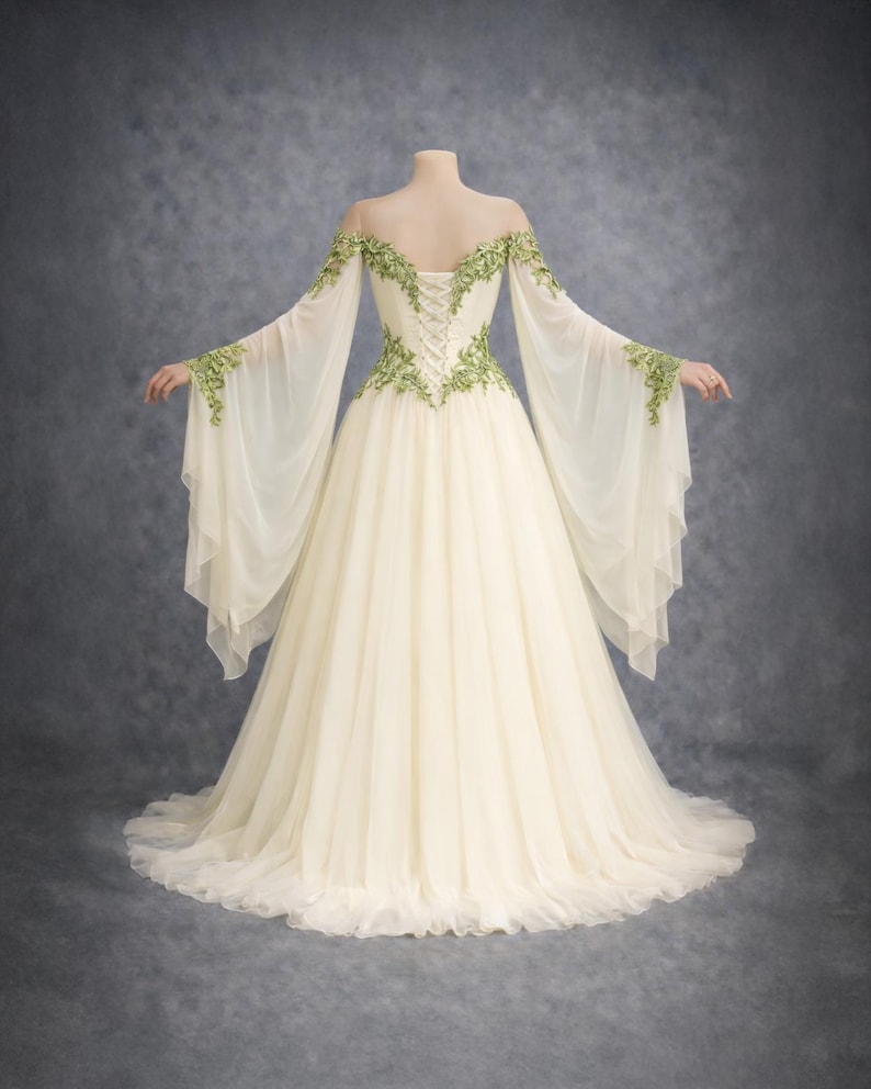 Viridia Shire Olive Green Bridal Gown Preorder Fantasy Wedding Dress ...