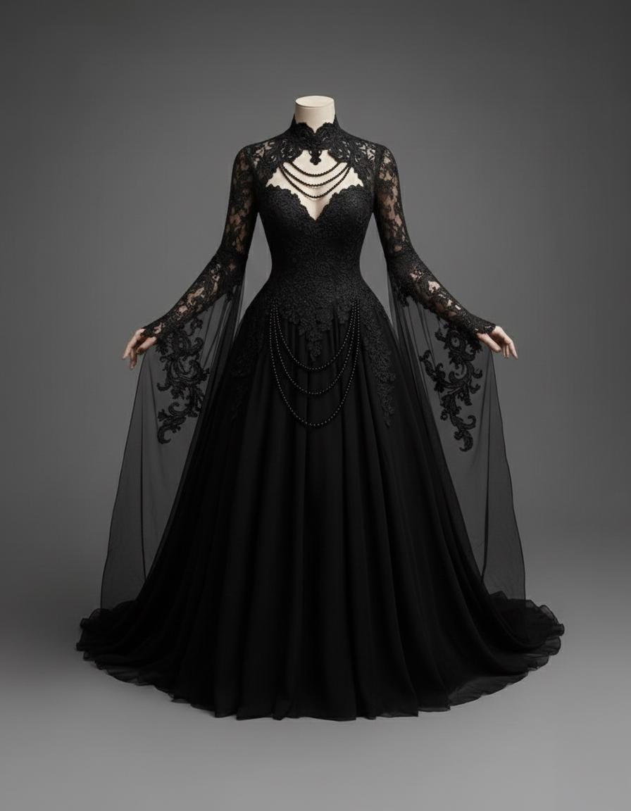 Noctis Divina – Custom Gothic Black Lace DDP Wedding Dress • Dramatic ...