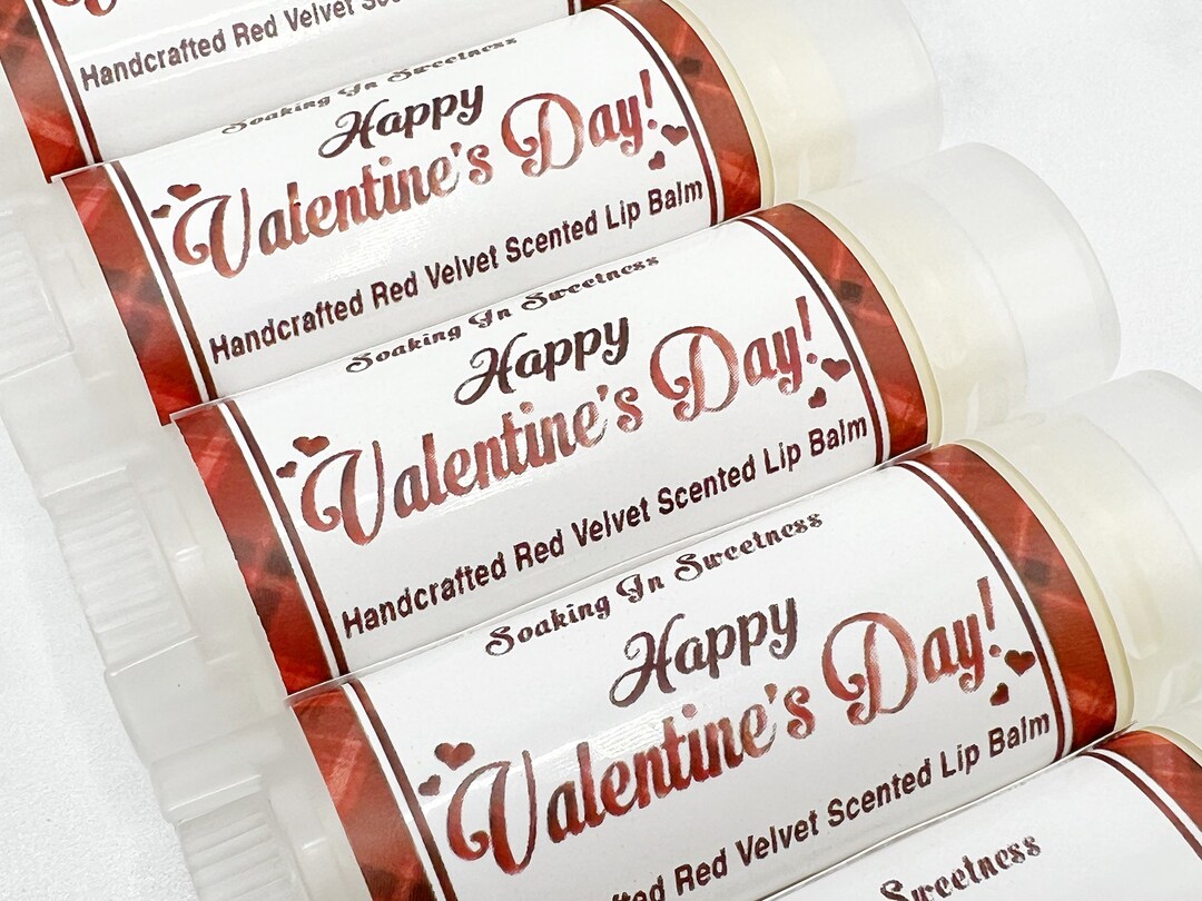 Happy Valentine’s Day Red Velvet Cake Flavored Lip Balm Chapstick Gift ...