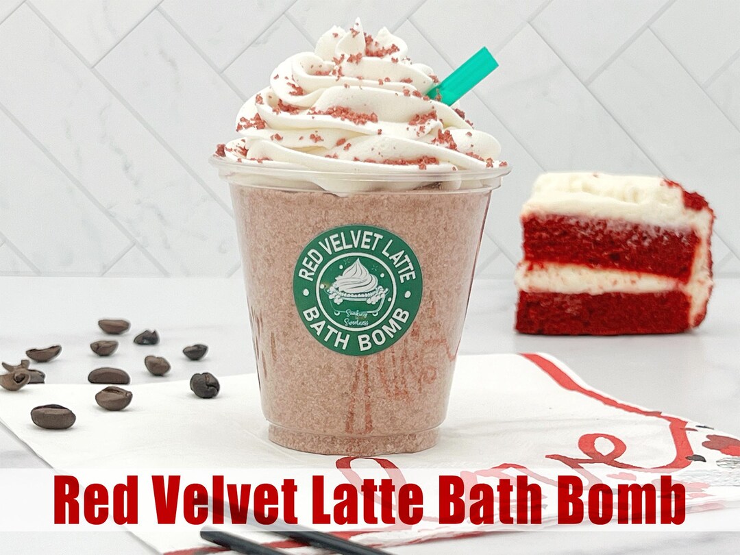 Valentines Latte Bath Bomb, Red Velvet Cake Iced Coffee Bath Bomb ...