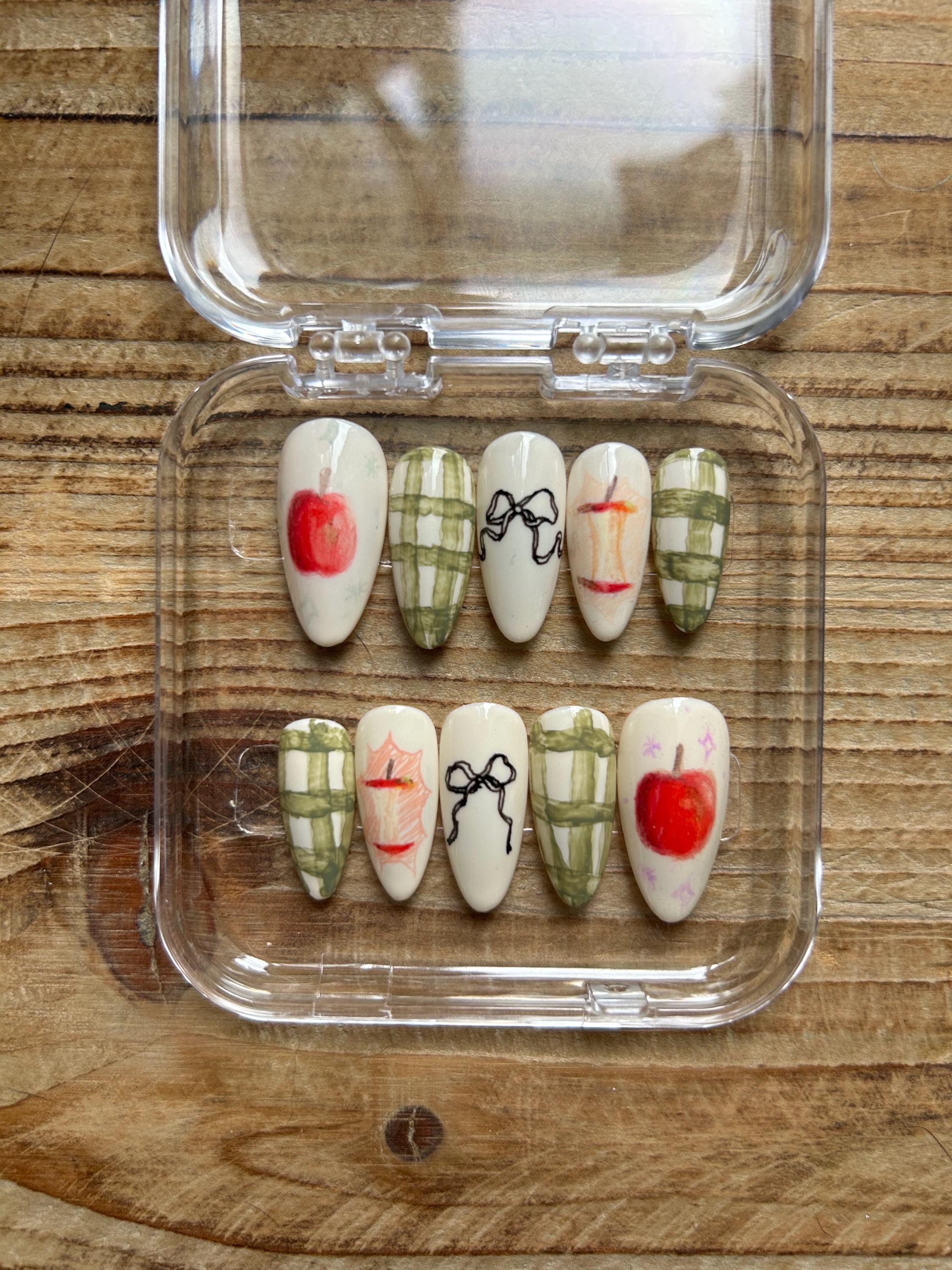 Apple Handmade Press on Nails - Etsy