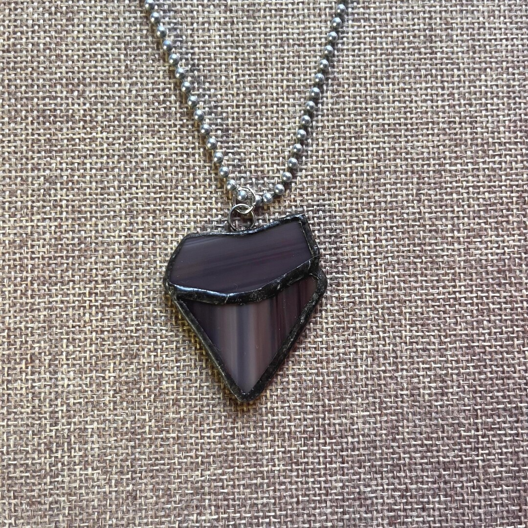 Sharks Tooth Stained Glass Handmade Pendant Necklace - Etsy
