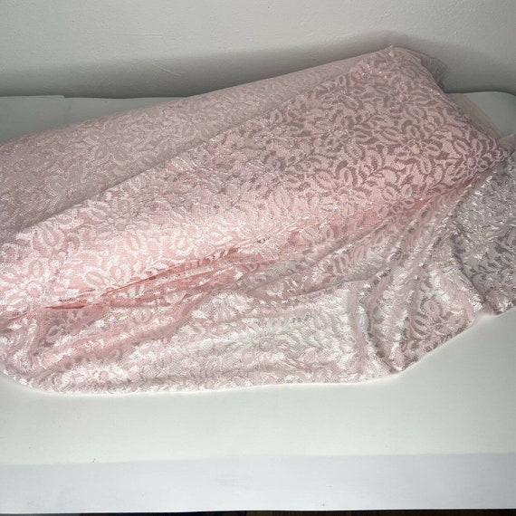 Vintage Foust Textiles Polyester Lace Shimmery Pink Fabric | Etsy
