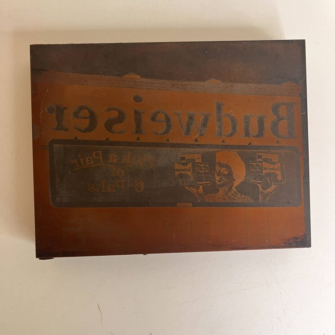 Budweiser Beer Vintage Advertising Printers Printing Block Letterpress ...