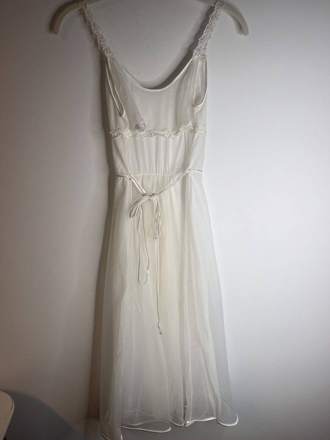 Rogers Vintage off White Sheer Negligee Lingerie Nightgown Dress Size ...