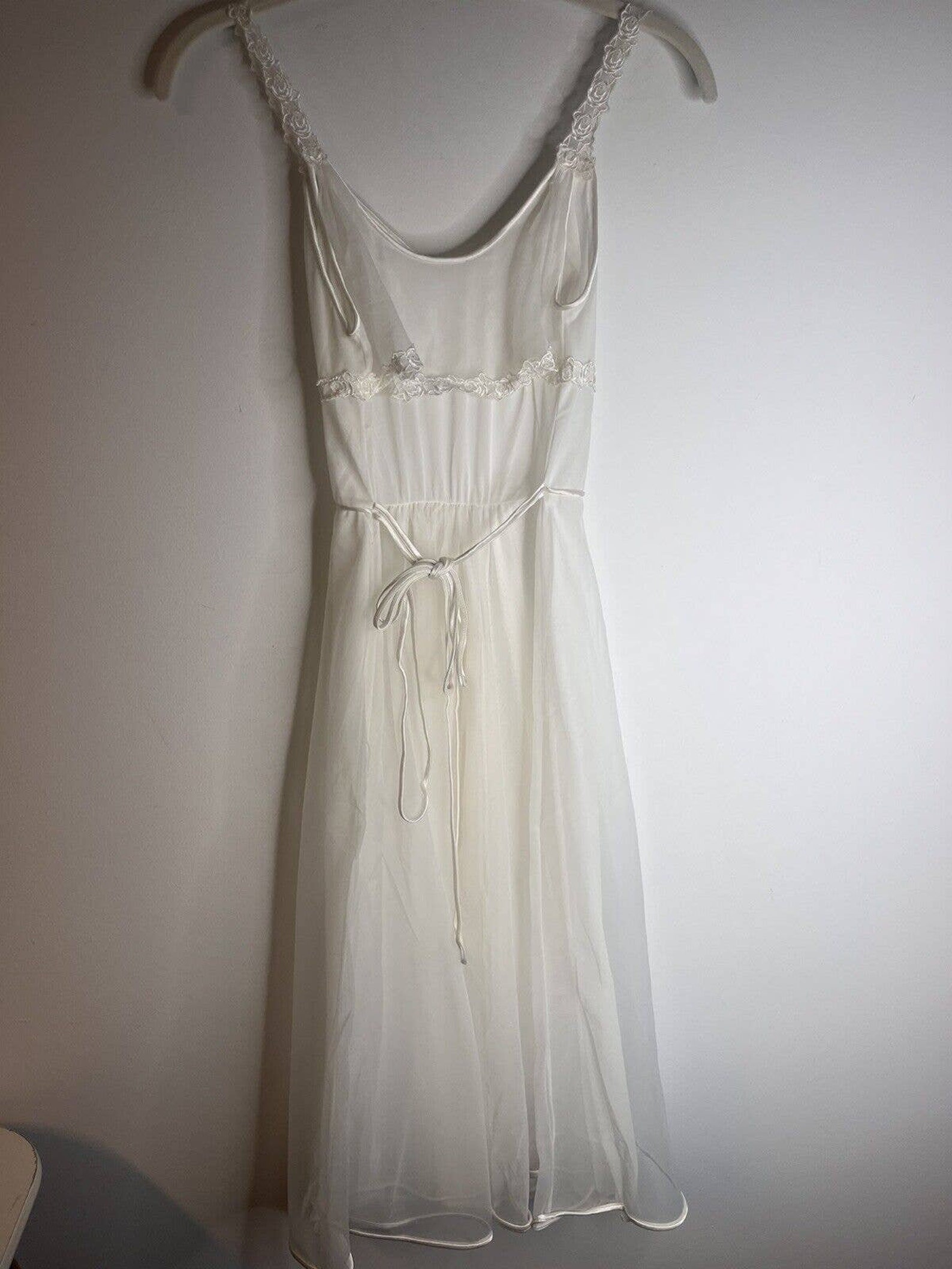 Rogers Vintage off White Sheer Negligee Lingerie Nightgown Dress Size ...