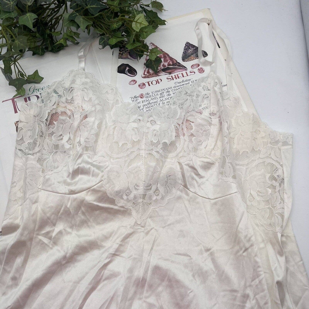 JC Penney Vintage Ivory Satin & Lace Trim Slip Nighty Negligee - Etsy