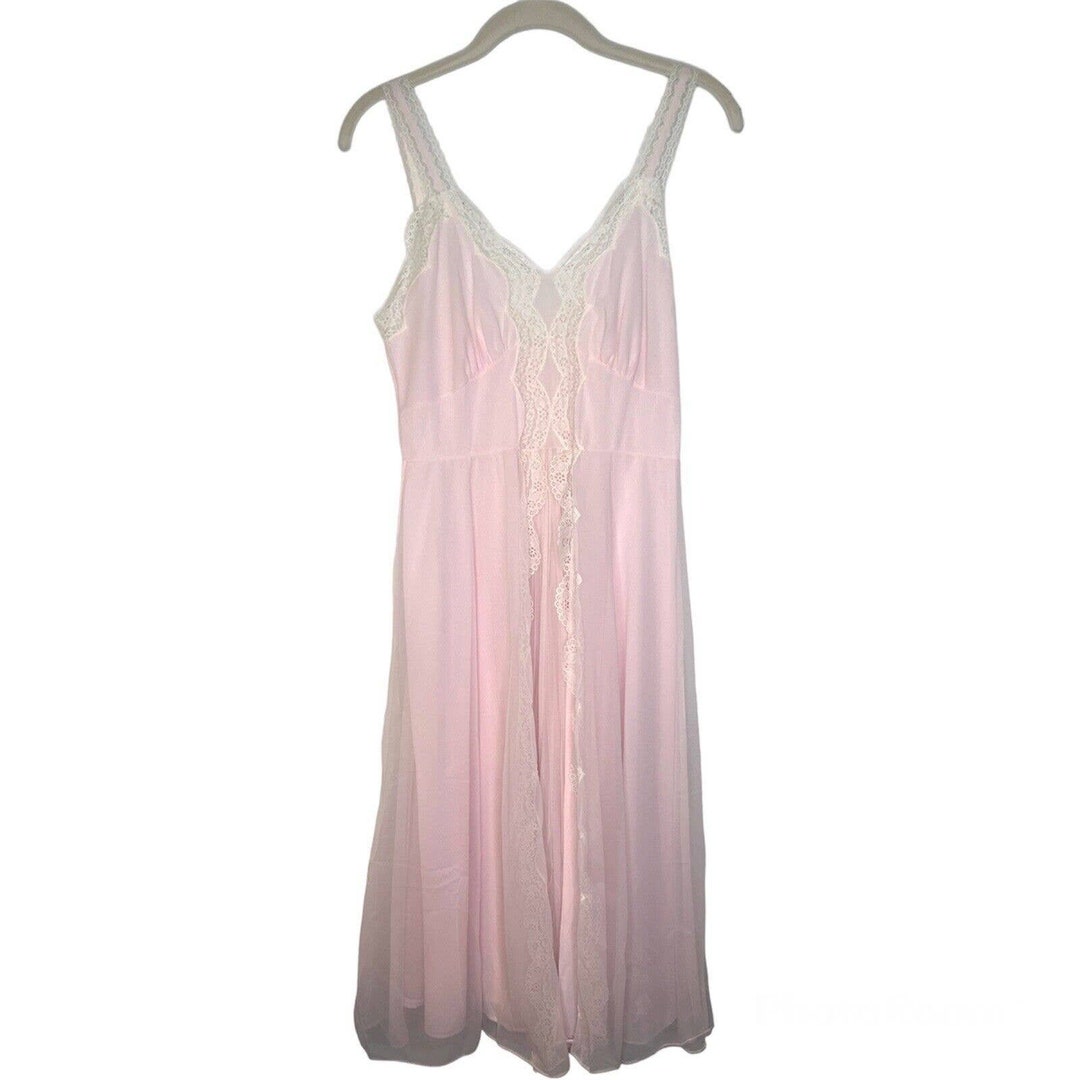Schrank Extravagance Pink Sheer Negligee Nightgown Dress Lingerie Size ...