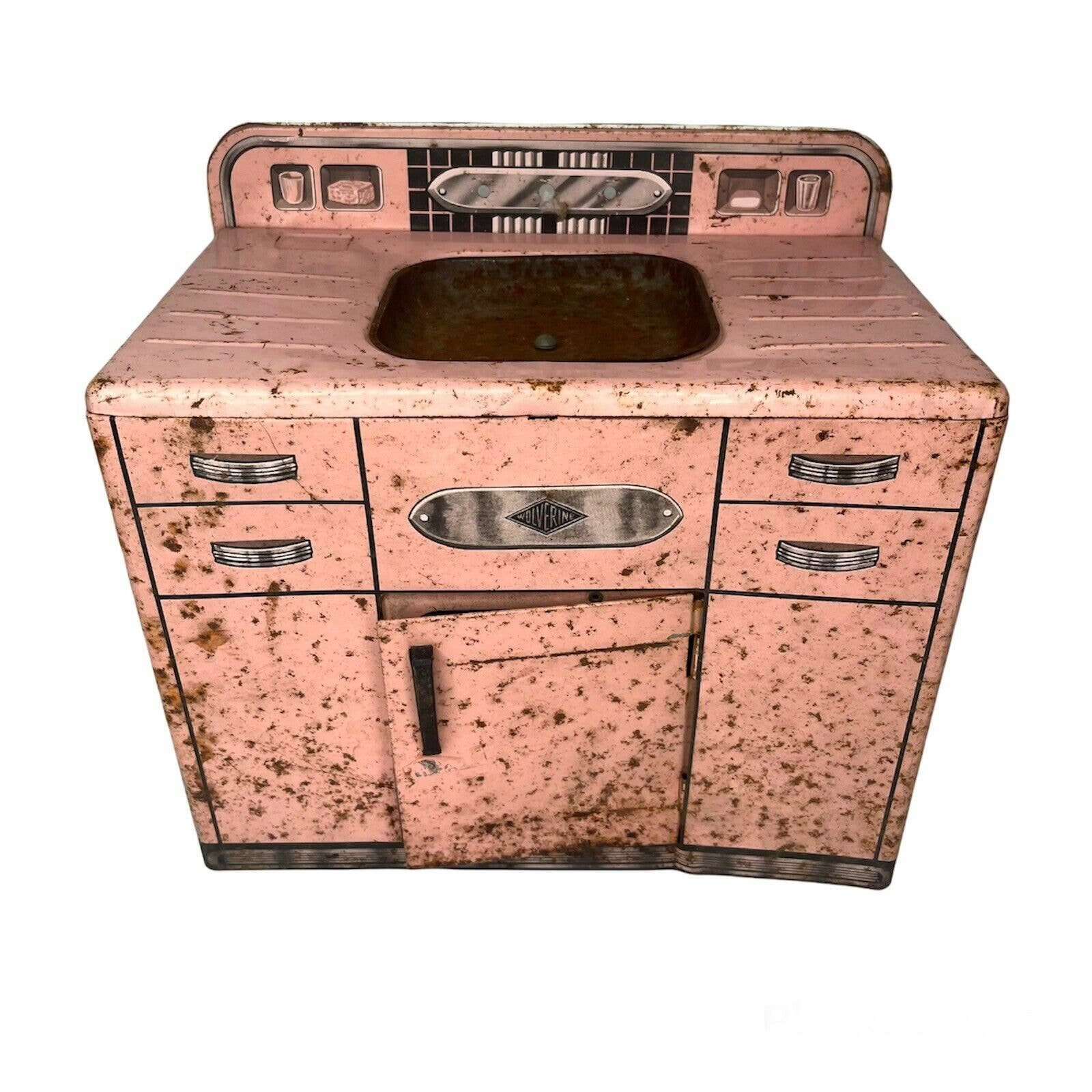 Wolverine Vintage Tin Litho Toy Kitchen Sink Appliance Play Set - Etsy