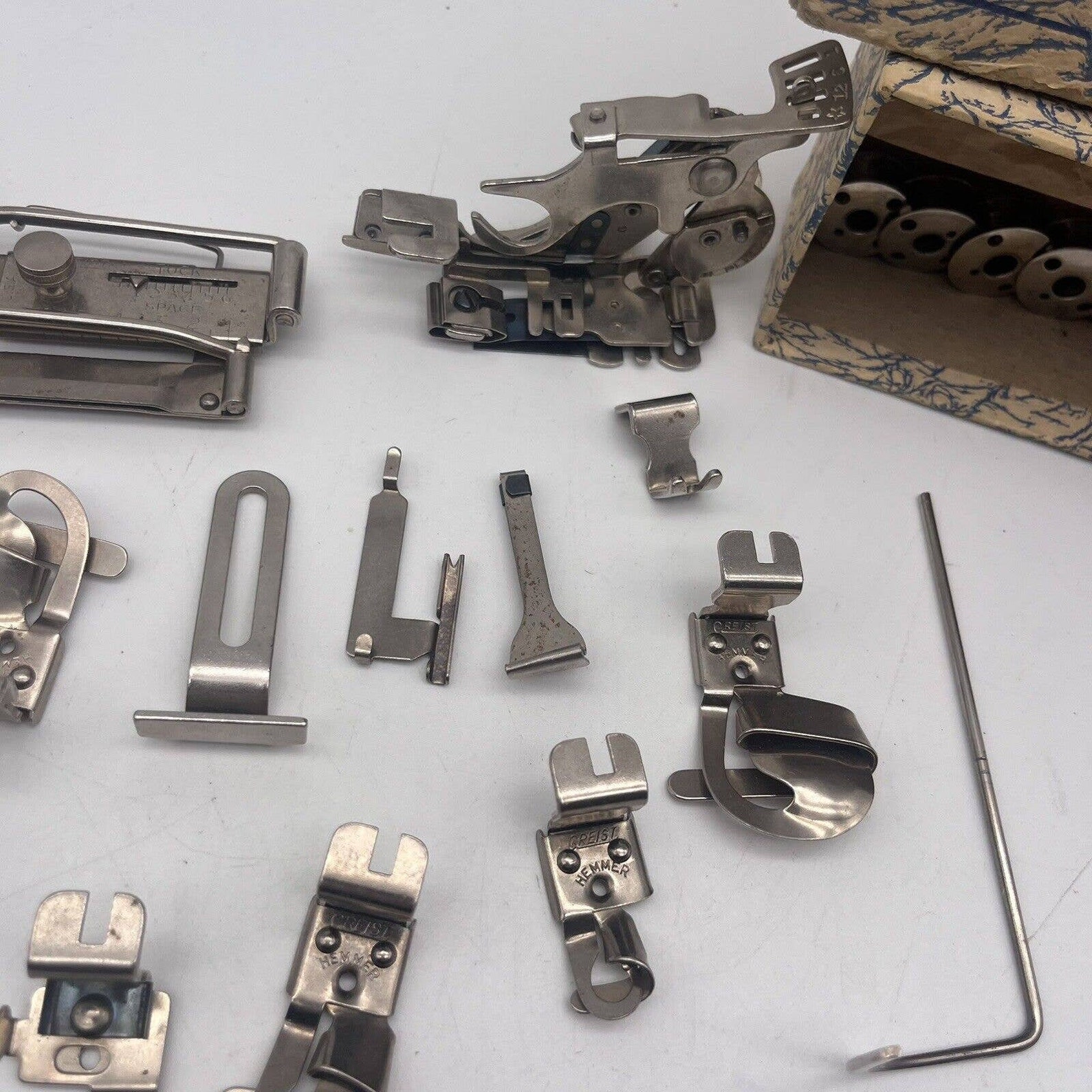 Greist Vintage Sewing Machine Rotary Attachments Ruffler Binder Hemmer ...