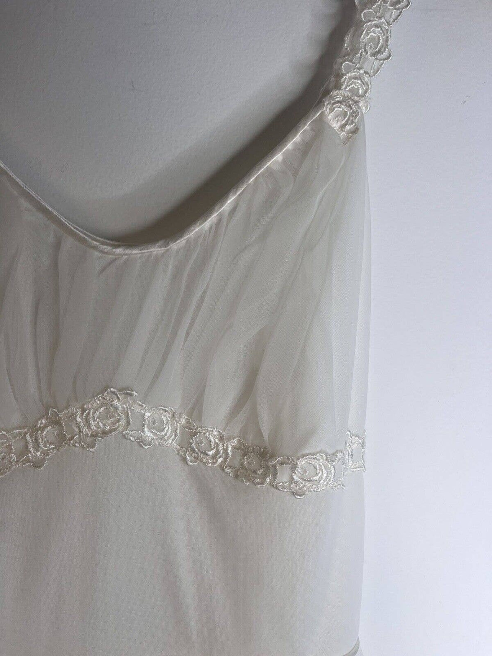 Rogers Vintage off White Sheer Negligee Lingerie Nightgown Dress Size ...