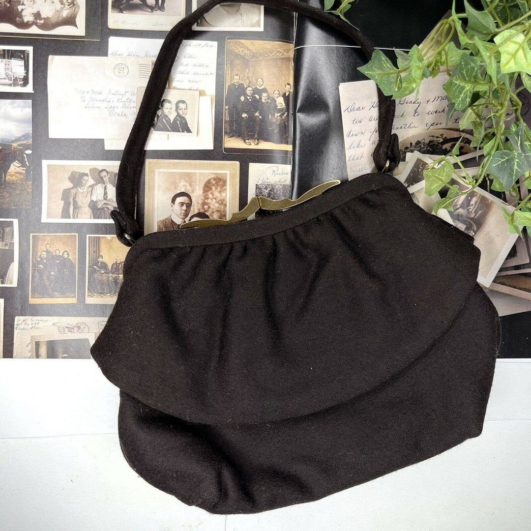 Vintage Black Ruffle Gold Clasp Cocktail Evening Purse Bag - Etsy