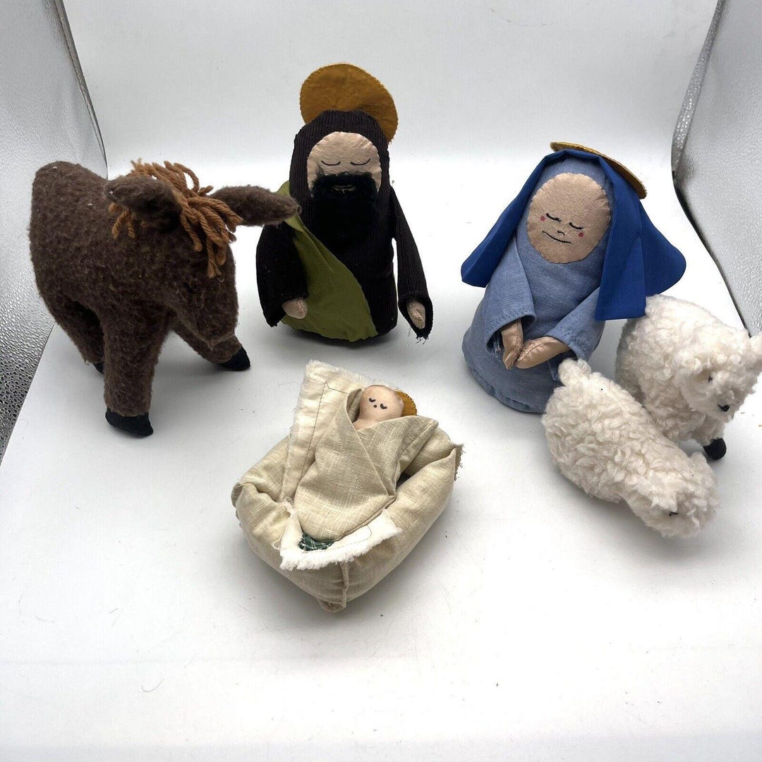 Handmade Fabric Nativity Manger Scene Jesus Mary Joseph 7 Piece Set - Etsy
