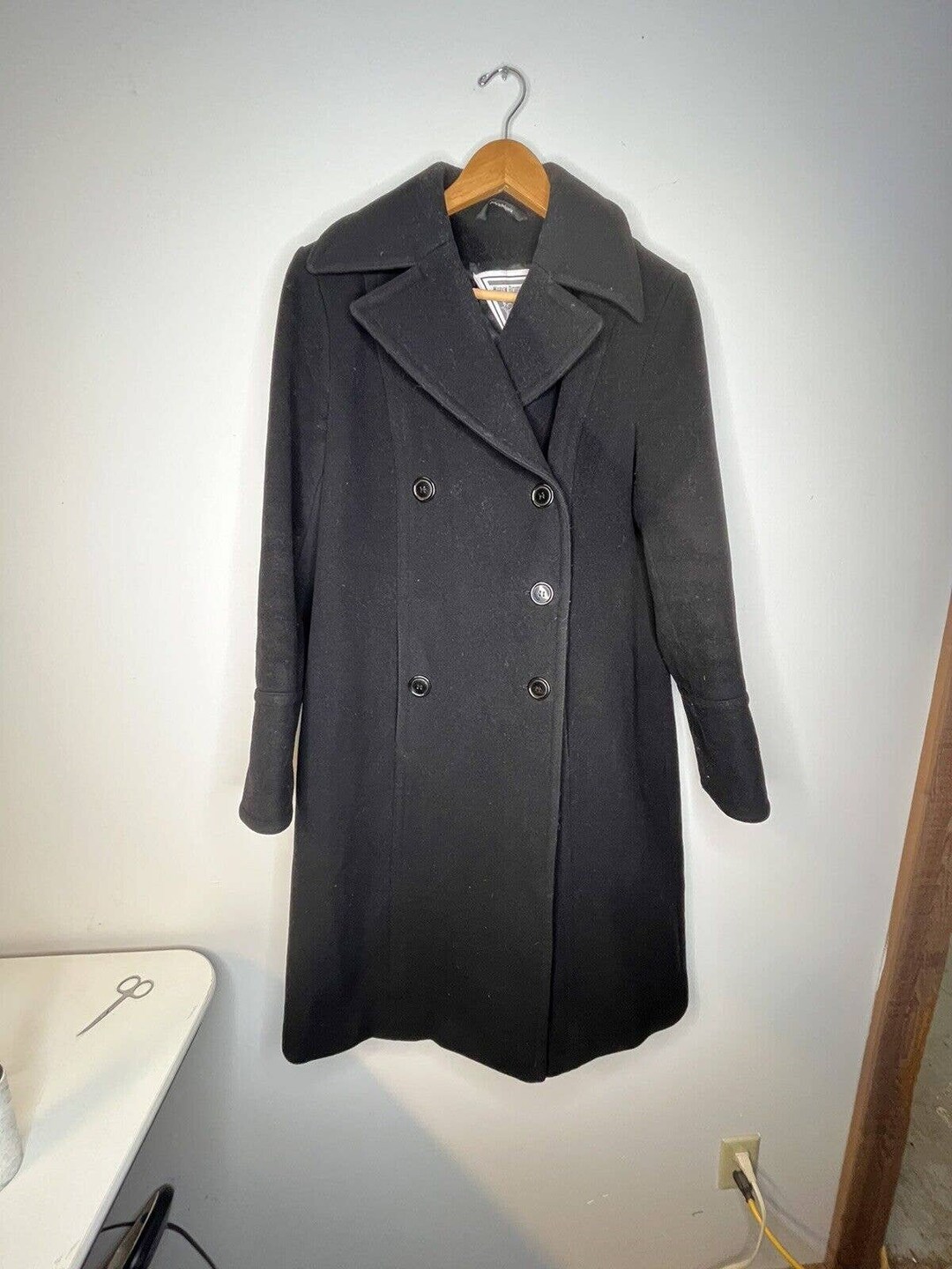 Marvin Richards Vintage Black Wool Cashmere Blend Full Length Overcoat ...