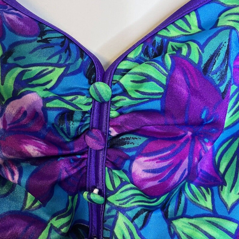 Maxine of Hollywood Vintage Purple Green Blue One Piece Bathing Suit ...