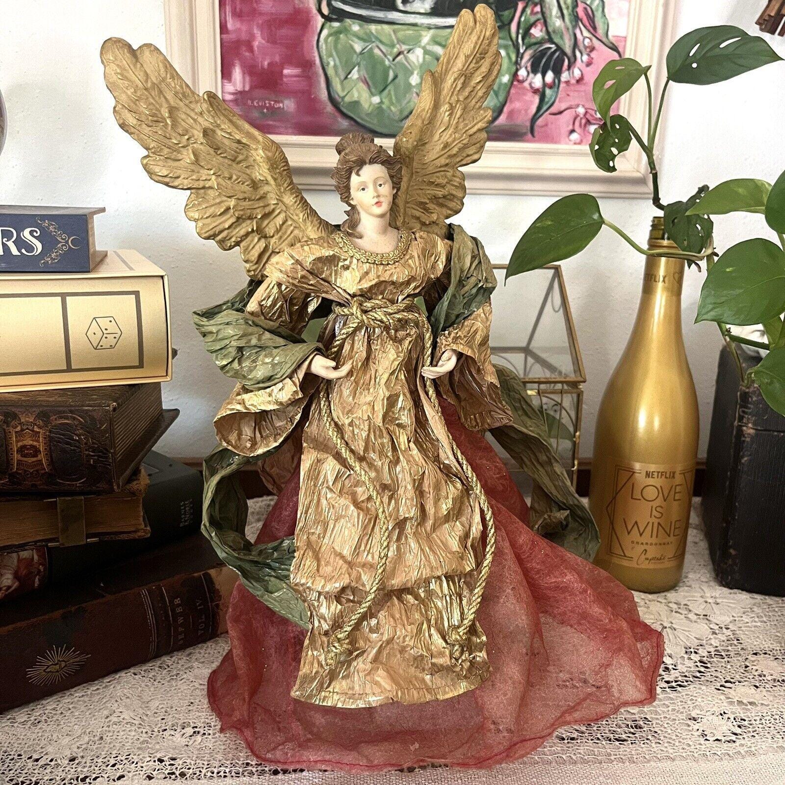 Vintage Angel Christmas Tree Topper Ornament Paper Mache Gold Ornate - Etsy