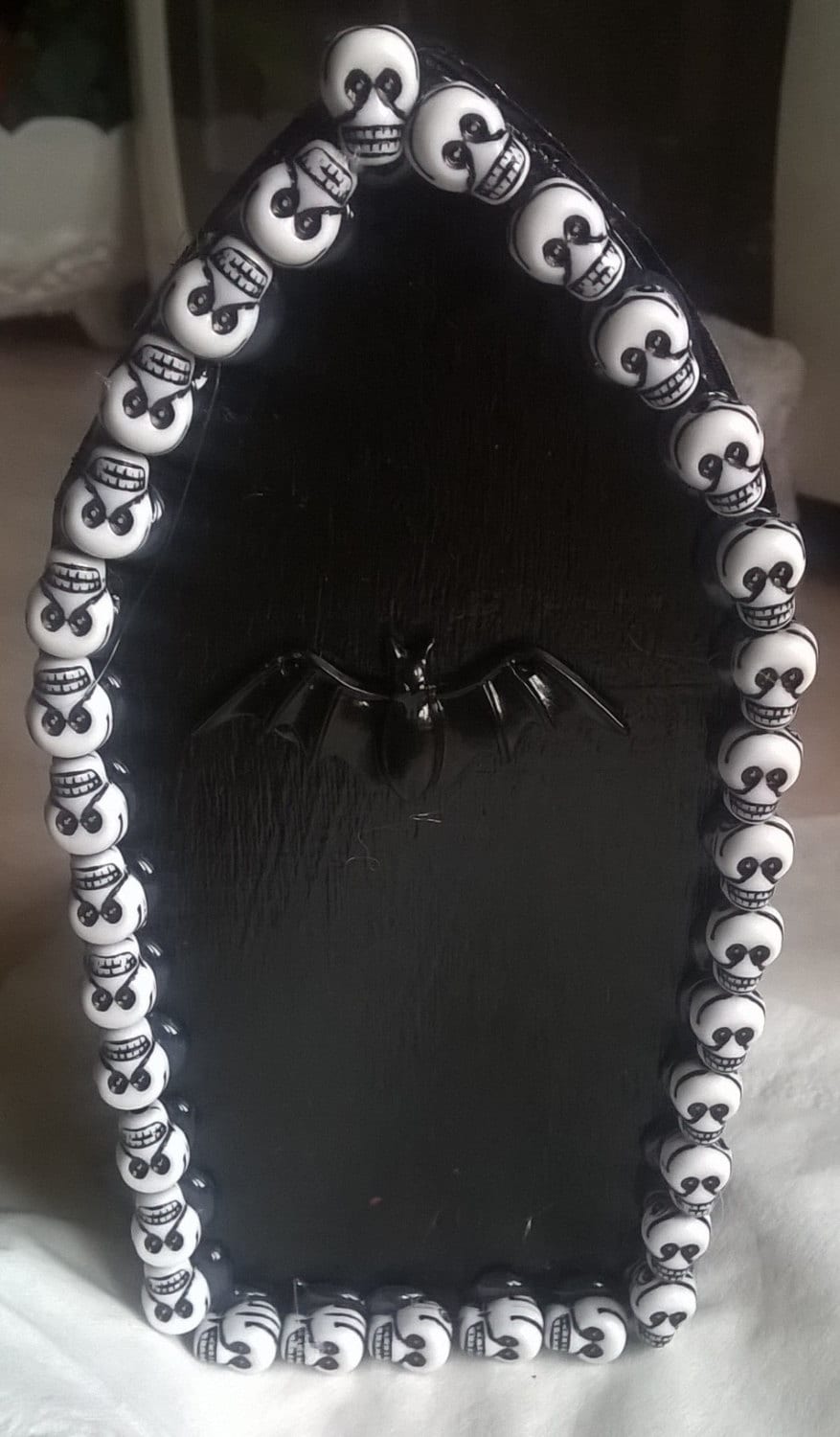 Handpainted Wooden Gothic Coffin Bat Pendant Jewelry Box With Skull ...