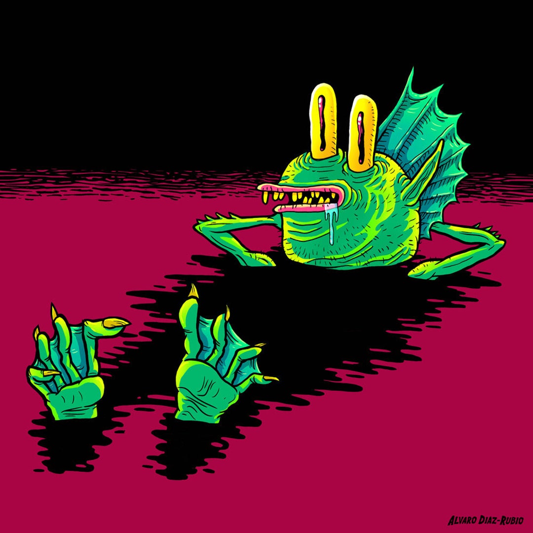 Swamp Creature Chillin' Print - Etsy