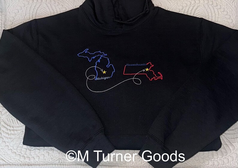 Embroidered Custom State to State Shirt Hoodie - Etsy