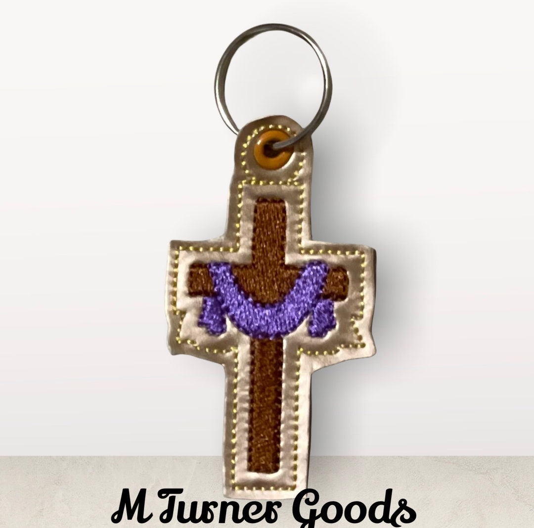 Embroidered Shrouded Cross Key Fob Keychain - Etsy