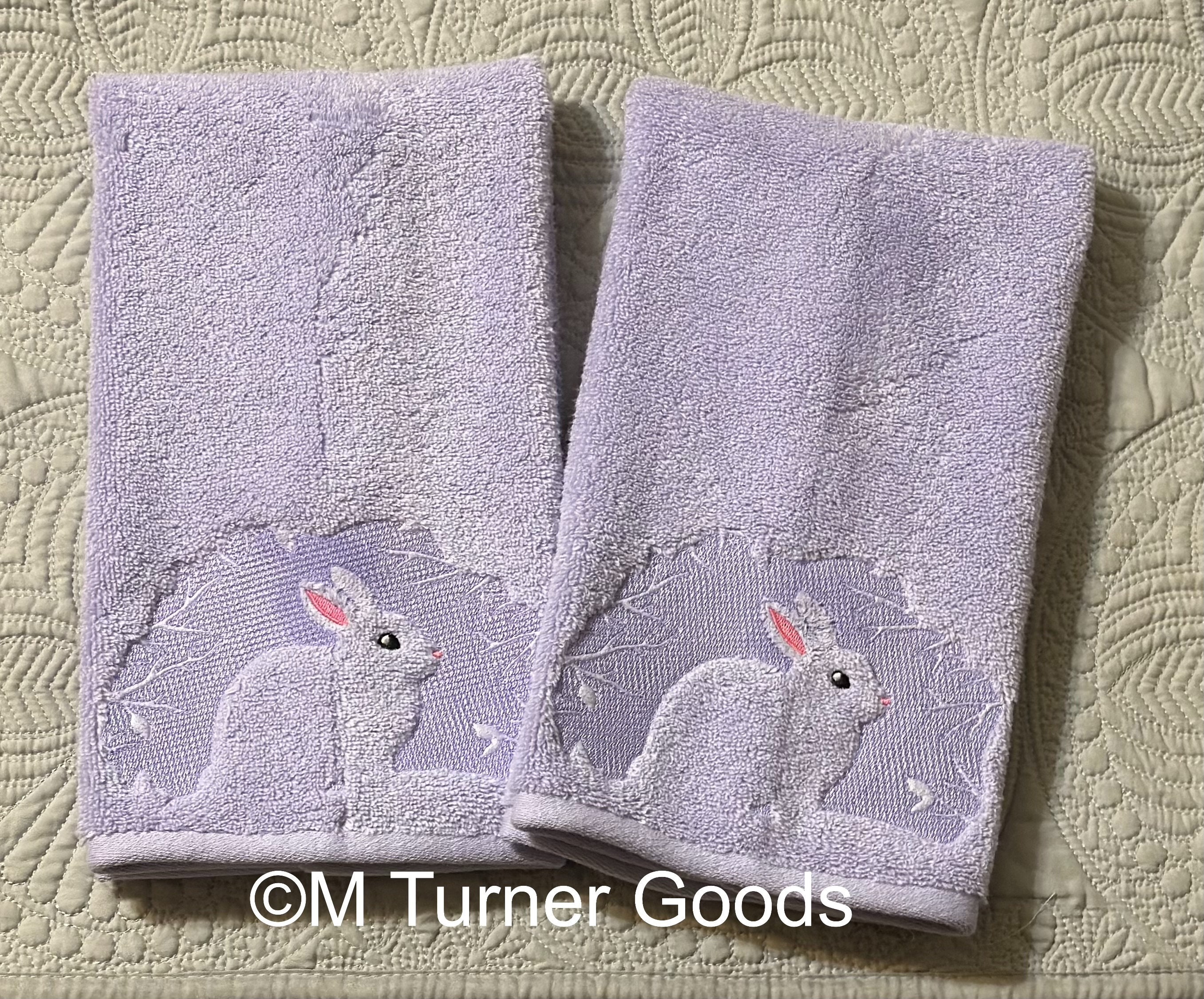 Embroidered Embossed Bunny Hand Towels - Etsy