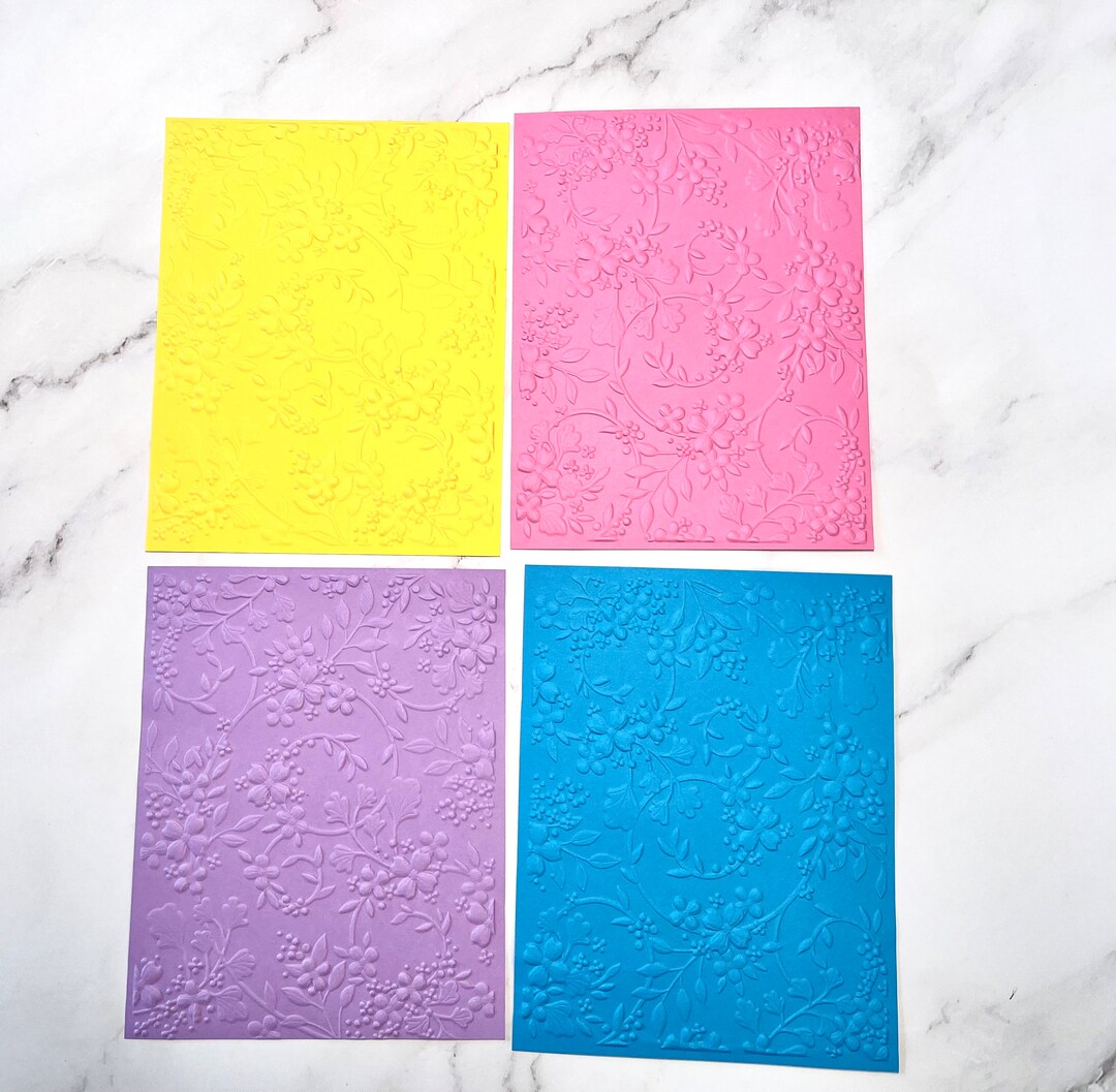 Embossed Floral Cardstock/card Fronts/4pk/card Making/3d Embossed ...