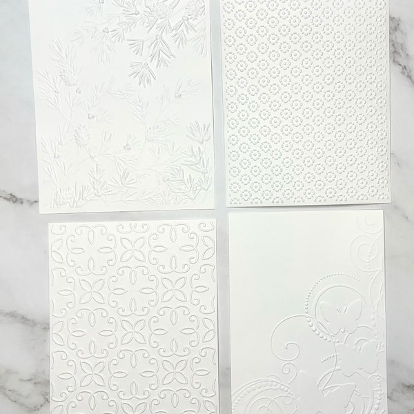 White Embossed Cards - Etsy