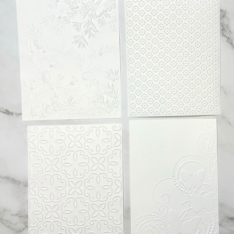 White Embossed Cards - Etsy