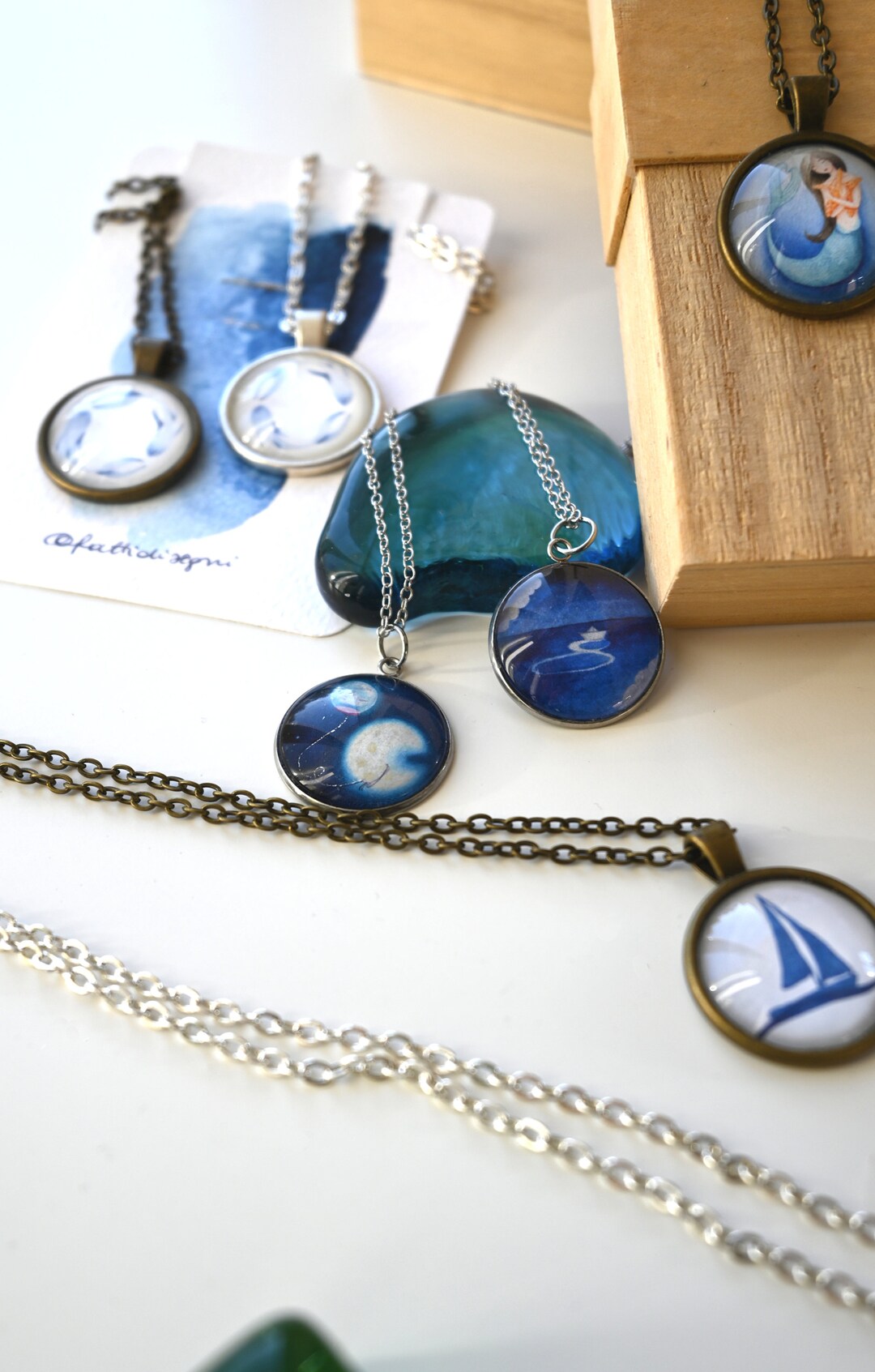 Metal Sea Theme Pendants, Charms With Blue Designs - Etsy