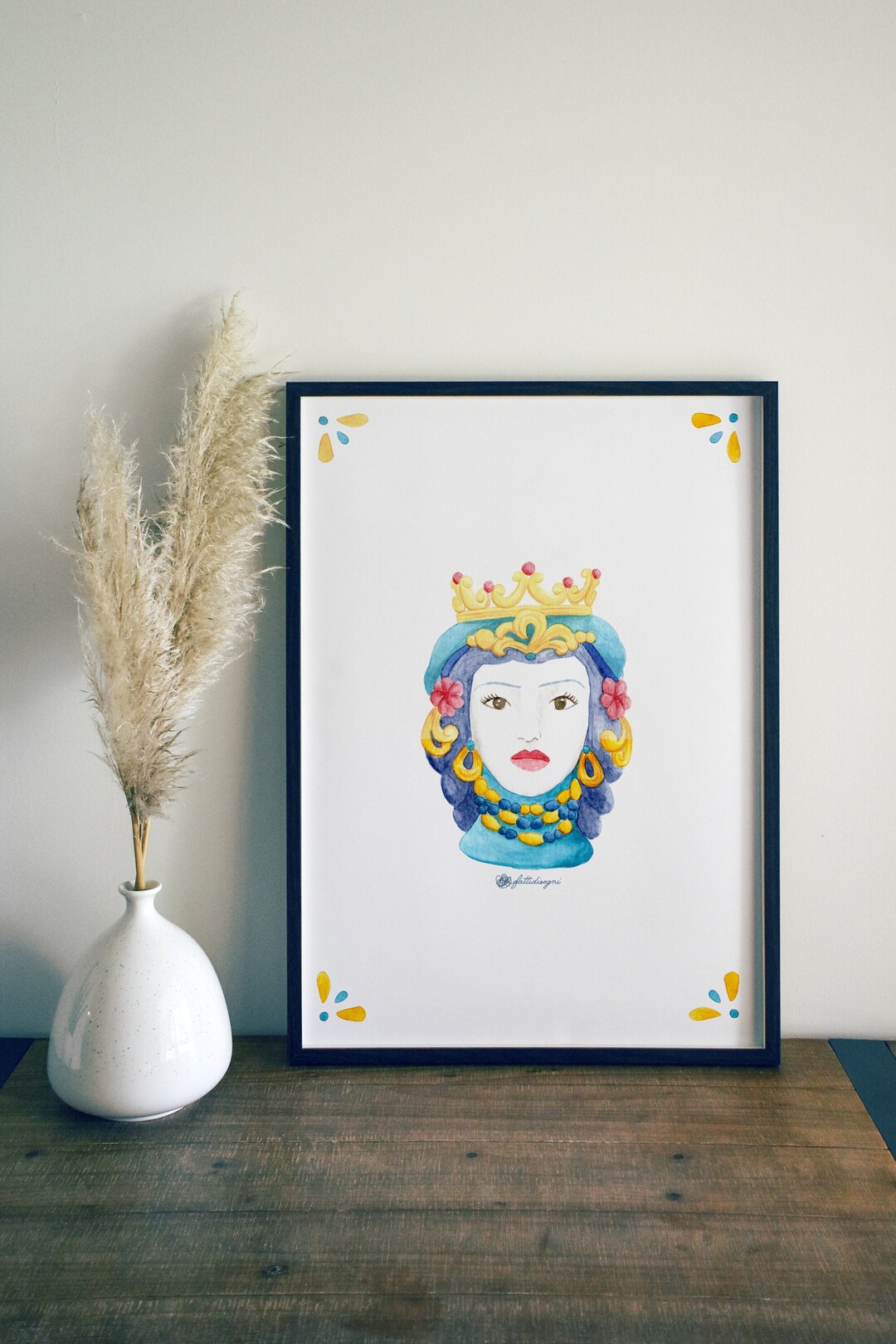 Italian Teste Di Moro Poster, Sicilian Style Watercolor Painting - Etsy