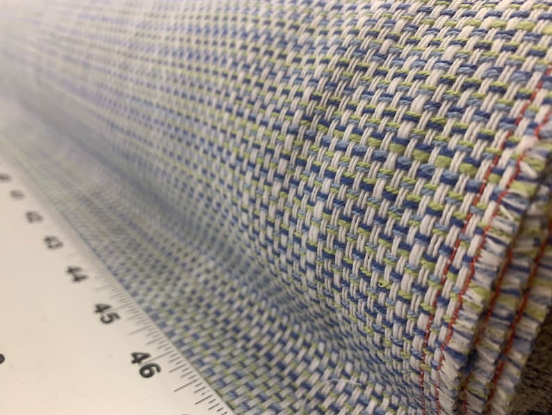 Epic Basket Weave White Blue Green Crypton Coated Upholstery - Etsy