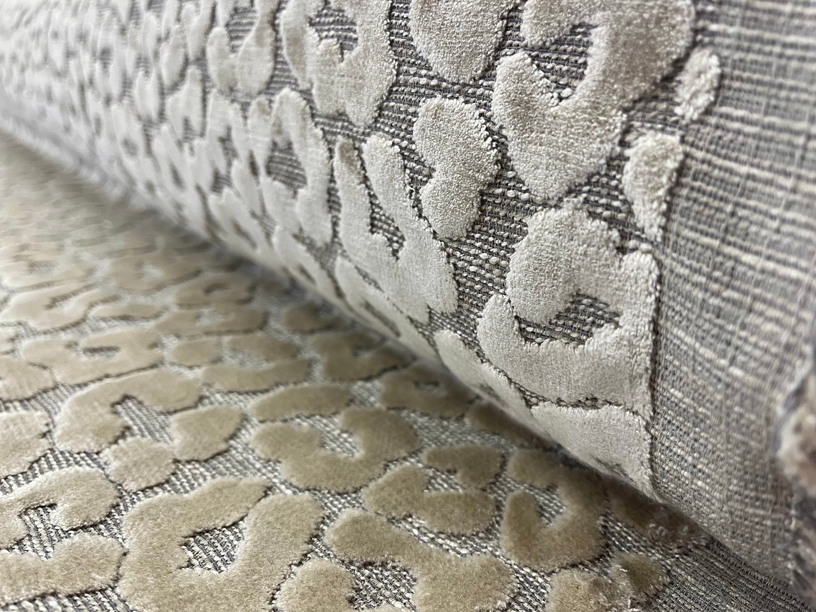 Big Game Beige and Taupe Velvet Crypton Coated Upholstery Fabric by the ...
