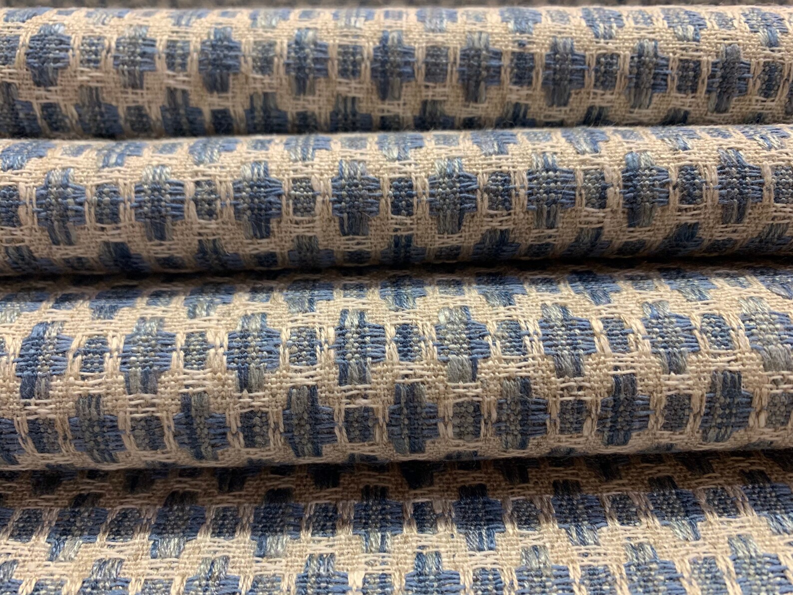 Modified Squares Light Blue, off White, Gray Woven Crypton Coated ...