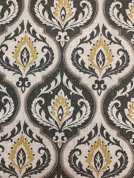 Gems Printed Upholstery Fabric by the Yard Gray Gold Tan - Etsy