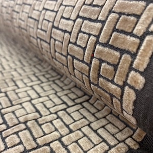 Jenga Geometric Velvet Crypton Coated Upholstery Fabric by the Yard - Etsy