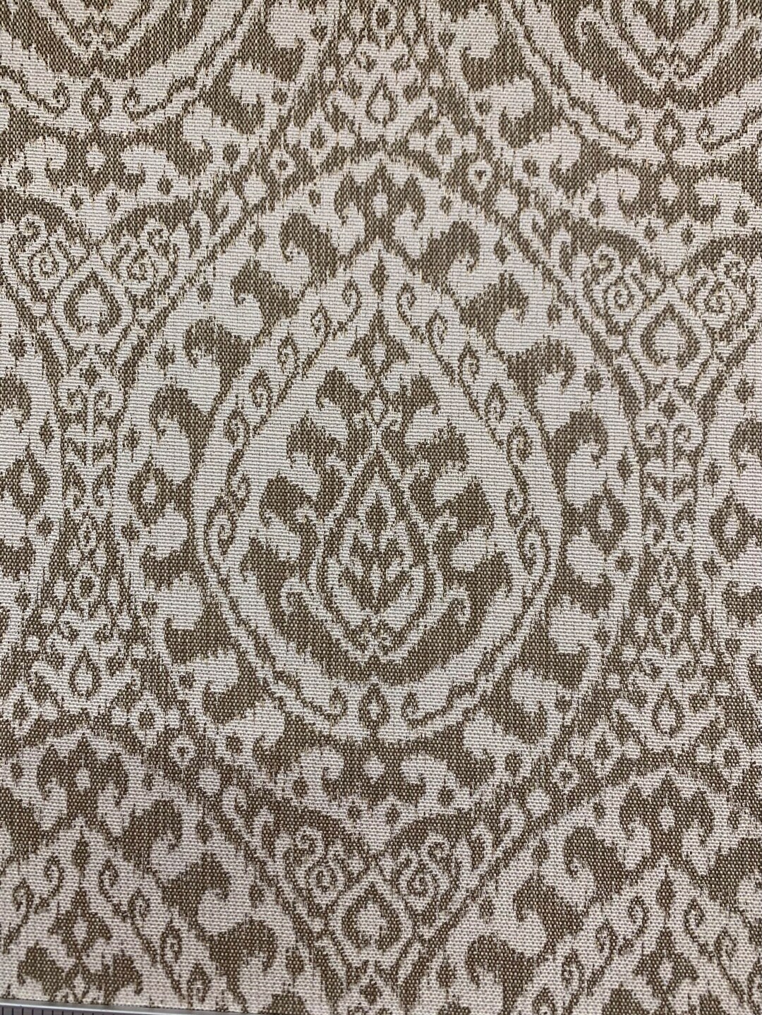 Designer Linen Ikat Pattern Wheat, off White Crypton Coated Upholstery ...