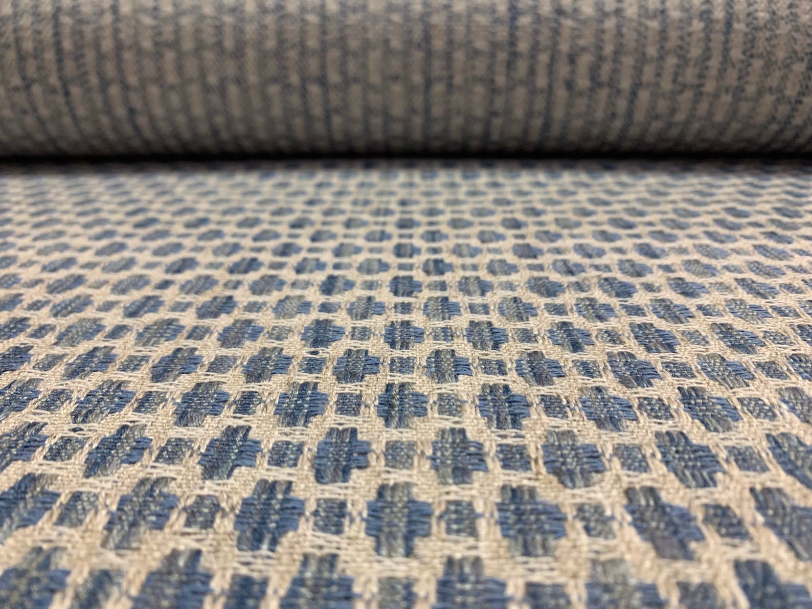 Modified Squares Light Blue, off White, Gray Woven Crypton Coated ...