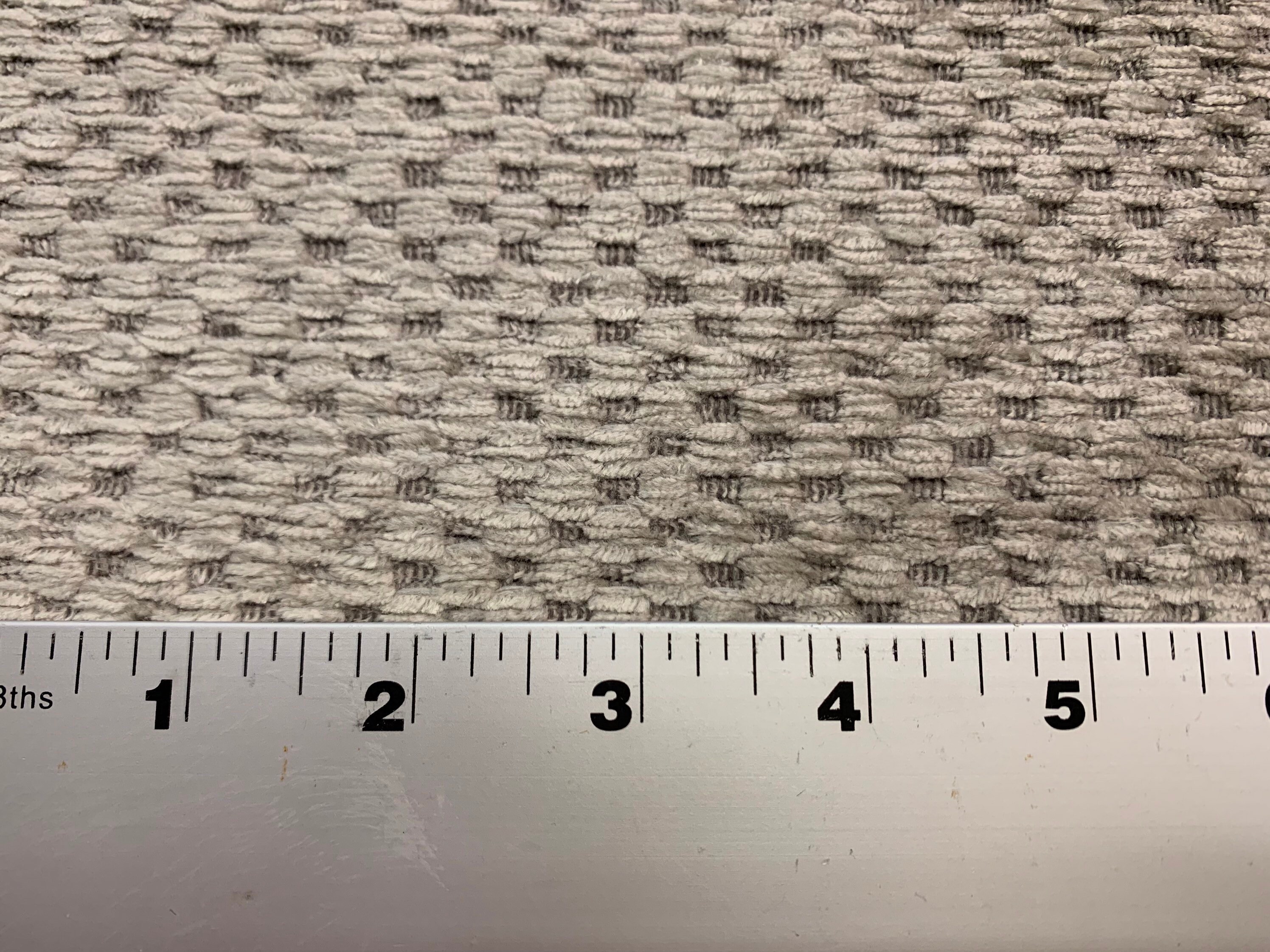 Checkered Taupe, Beige Chenille Crypton Coated Upholstery Fabric by the ...