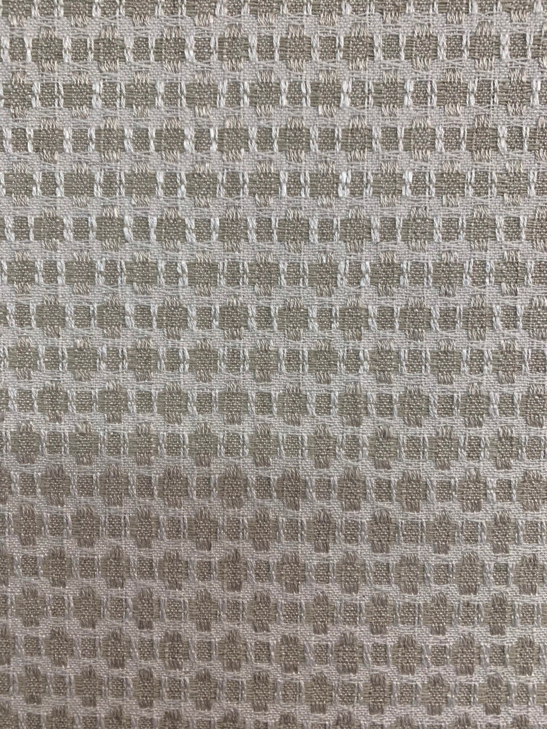 Modified Squares Beige, White Woven Crypton Coated Upholstery Fabric by ...