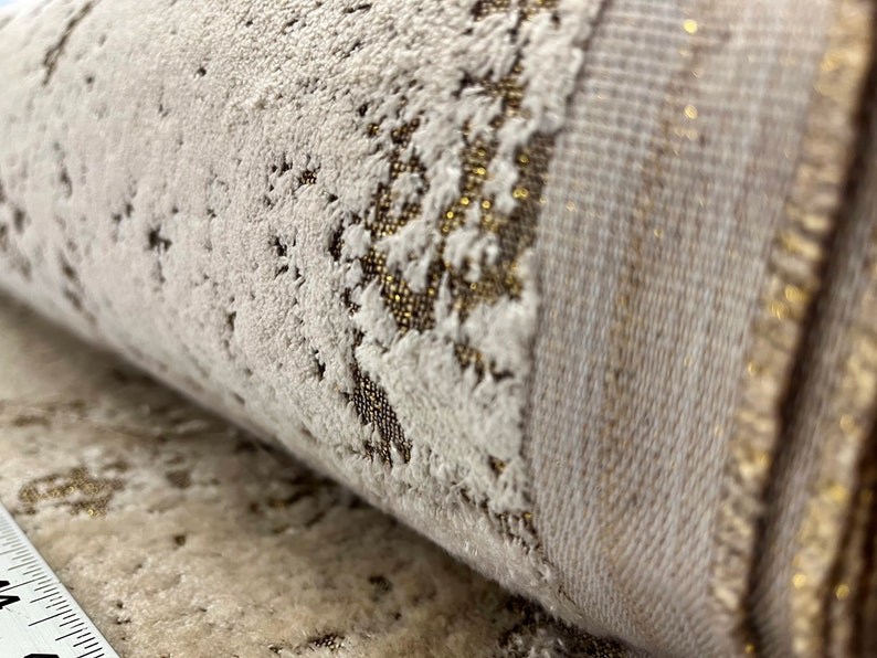 Clouds Abstract Beige and Taupe Velvet Crypton Coated Upholstery Fabric ...