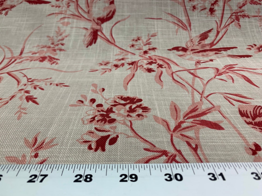 Oiseau Toile Printed Slub Linen Crypton Coated Upholstery Fabric by the ...
