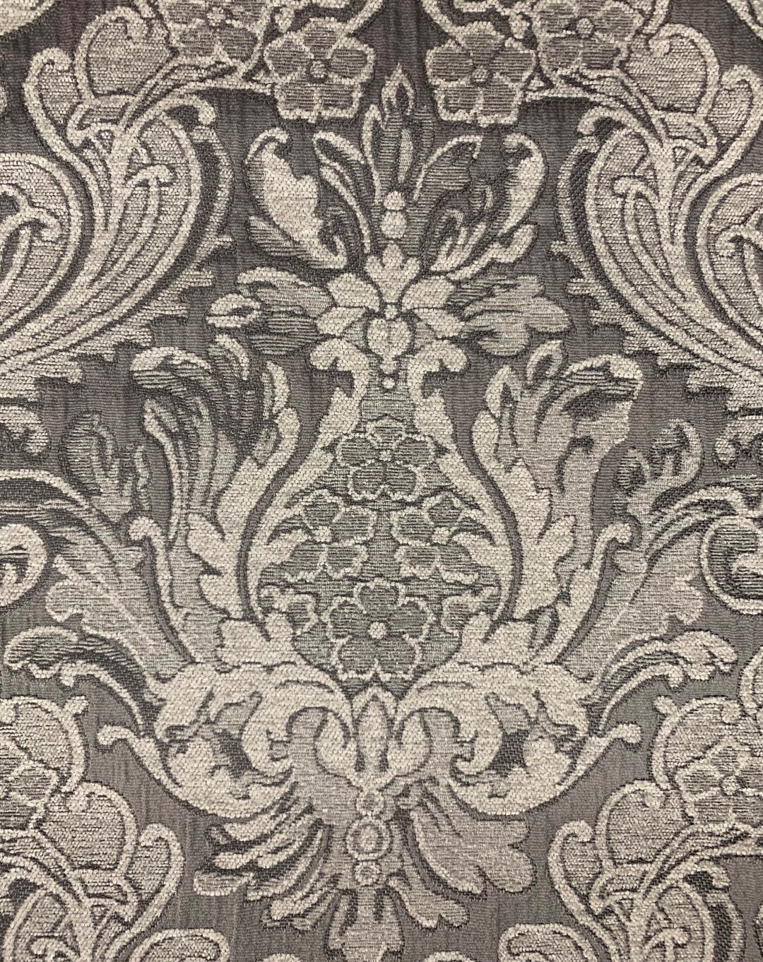 Legacy Gray on Gray Floral Jacquard Chenille Medallion Pattern Crypton ...